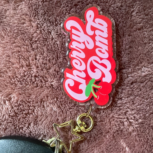 Cherry Bomb Keychain | Acrylic Keychain | Epoxy Coated | Red and Pink ...