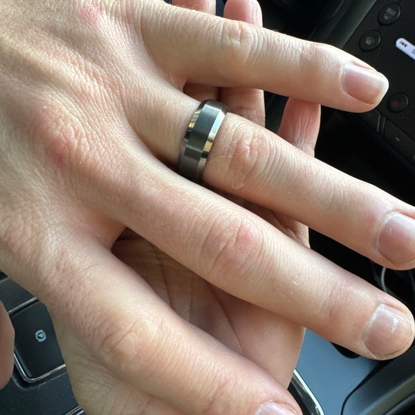 Gun Metal Wedding Band Men, Mens Wedding Band, Gray Wedding Ring Mens ...