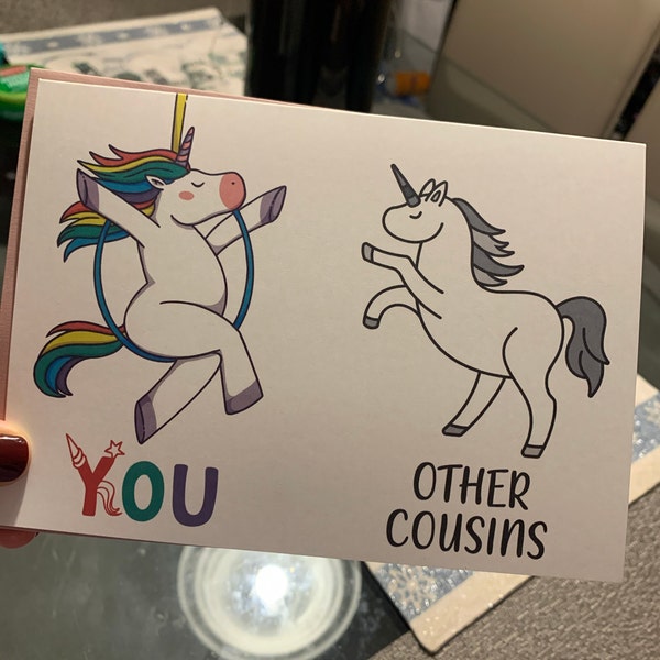 Cousin Birthday Card, Funny Card Cousin Greeting Card for Cousin, Other Cousins Unicorn Card - Etsy