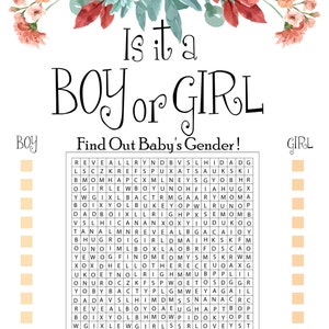 Baby Gender Reveal Word Search Game Gender Reveal Party Game Gender ...