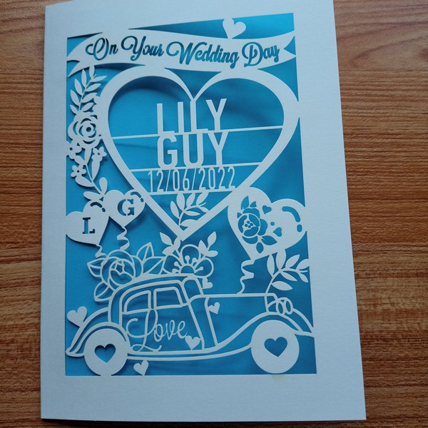 Personalised Papercut Wedding Card, Laser Cut Wedding Anniversary Card ...