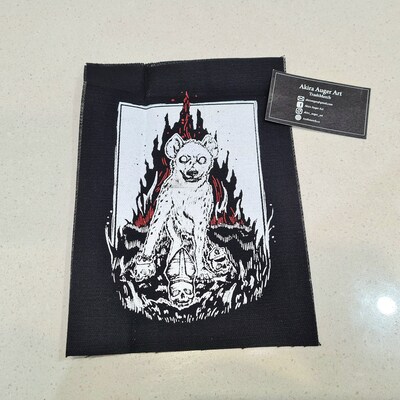 Hyena Patch Pope, King and Cop Skulls With Flames Black, White and Red ...