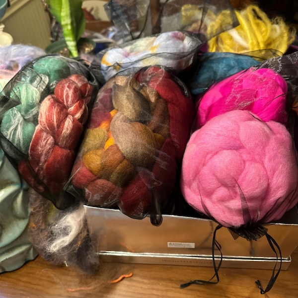 Wool Roving Mystery Bag - Hand Dyed Wool Roving, Mystery Bag, Roving ...