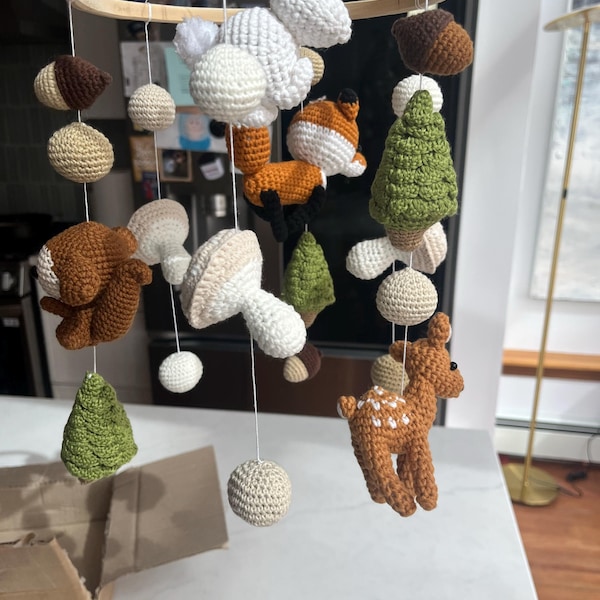 Woodland Animals Baby Mobile, Handmade Forest Animals Nursery, Jungle ...