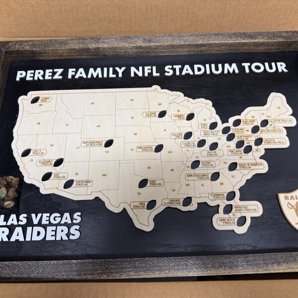 NFL Stadium Travel Map (framed): Frames Football Bucket List - Etsy
