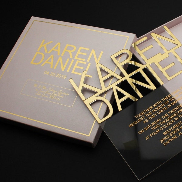 3D Luxury Acrylic Invites, Transparent Invitation, Mirror Wedding ...