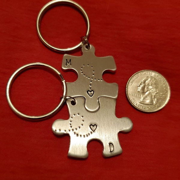 Puzzle Piece Keychains, Couple Keychains, Connected by Heart ...