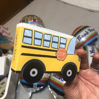 Teacher Appreciation School Bus Printable Gift Card Box Holder or Party ...