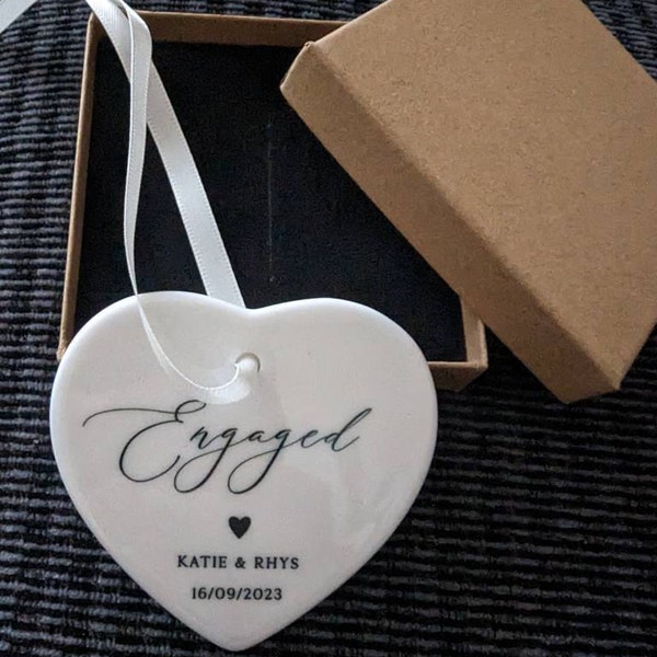 Engagement Gift Engaged Ceramic Hanging Keepsake Personalised ...