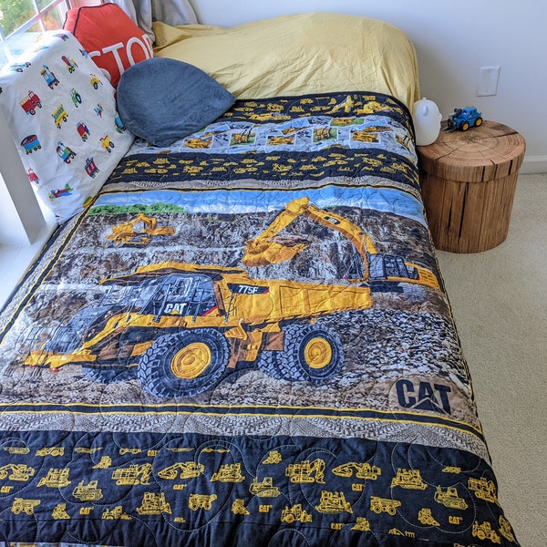 CAT Equipment Machinery Construction Twin-sized Lap Quilt, Heavy ...