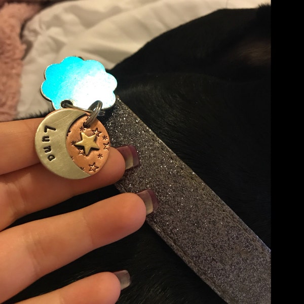 Custom Dog Id Tag- Pet Tag With Moon and Start- Luna Pet Id Tag - Etsy