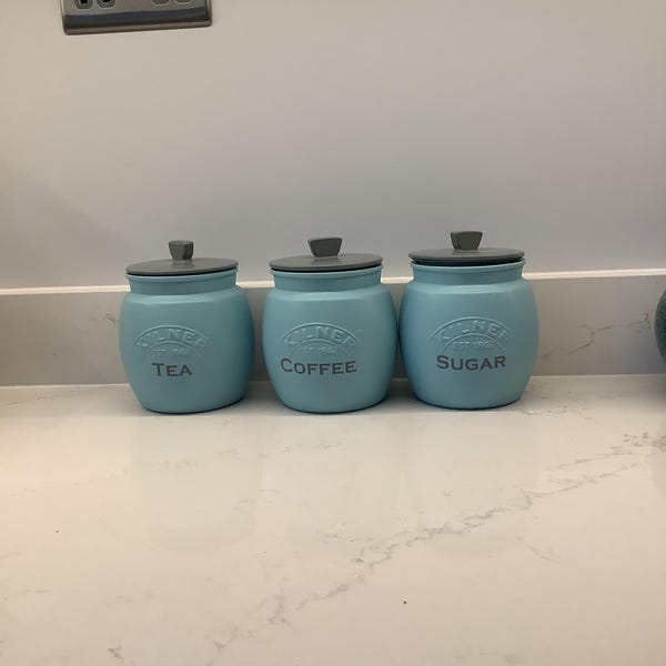 Sage Green Tea Coffee Sugar Canisters: Kitchen Storage Set - Etsy UK