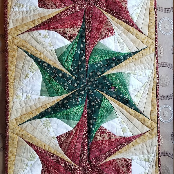 Twisted Log Cabin Poinsettia Table Runner Pattern, Table Runner Pattern ...