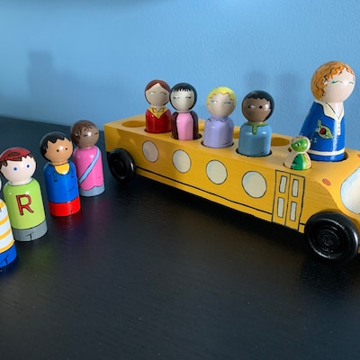 Magic School Bus Handpainted Wooden Peg Doll Toys With or Without Bus ...