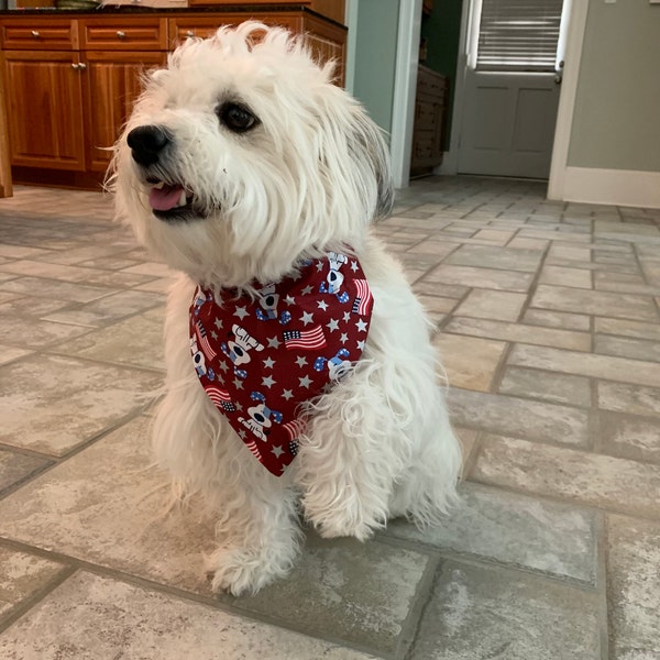 Fourth of July Dog Bandana/ Patriotic/ USA/ Double Sided/ Over the ...