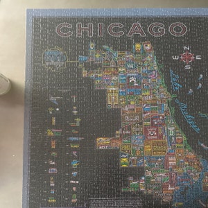 Neon Neighborhood Map of Chicago 1000 Piece Puzzle Great Gift for ...
