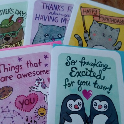 Buy 4 Get 1 Free multiple Card Bundle Pack Deal Cute Notecards Multi ...