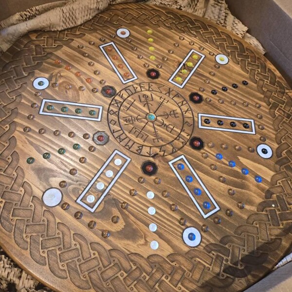 Heirloom Aggravation Board Game- Lakota Star Quilt, Wahoo and Carbles ...