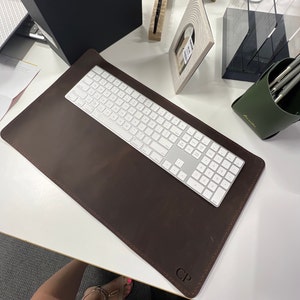 Thick Leather Desk Mat Extra Large Gray Desk Blotter Genuine - Etsy