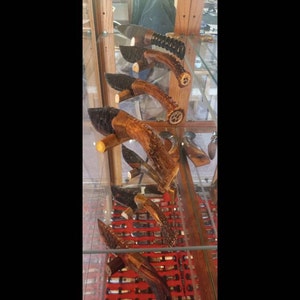 Large Knapped Glass Bowie Knife With Deer Antler Handle Flint Knapping ...