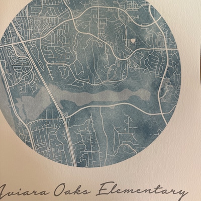 Personalized School Map, Teacher Gifts, Watercolor Print, Custom Map ...