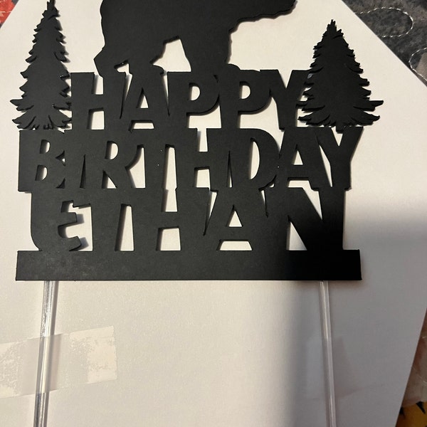 Grizzly Bear Birthday Cake Topper: Sparkle Paper Decoration - Etsy