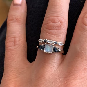 Square Shaped Curved Wedding Band Contour Teardrop Simulant | Etsy