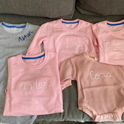 Shoulder Stitched Floral Hand Embroidered T-shirt, Toddler Personalized ...