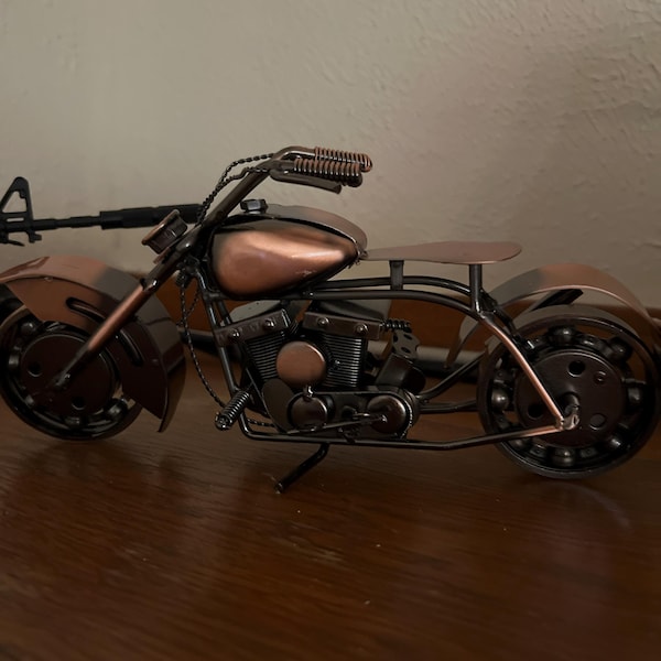 Handmade Scrap Metal Motorcycle Model: Copper Finish Biker Decor - Etsy