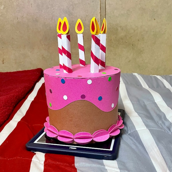 Bundle of 3D Birthday Cake Gift Box SVG Cut Files - 3 Mix & Match 3D ...