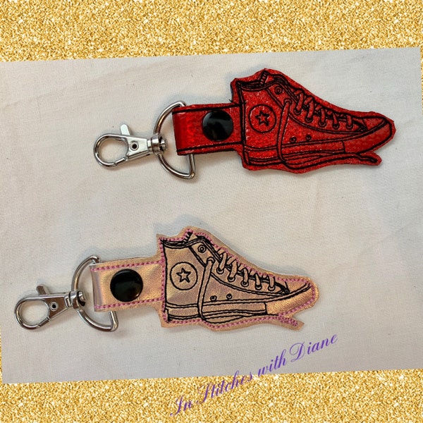 Sneaker Key Fob Snap Tab Embroidery Design 4X4 Size. Shoe Key Chain ...