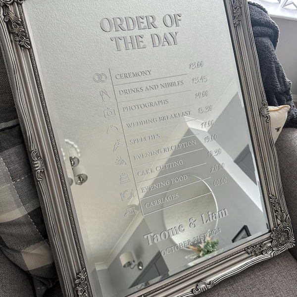 Order of the Day Wedding Decal. Mirror Timeline of Events Sticker - Etsy