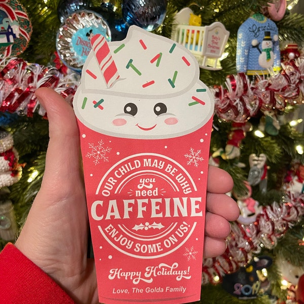 Need Caffeine Holiday Coffee Gift Card Printable, Teacher Gift, Teacher ...
