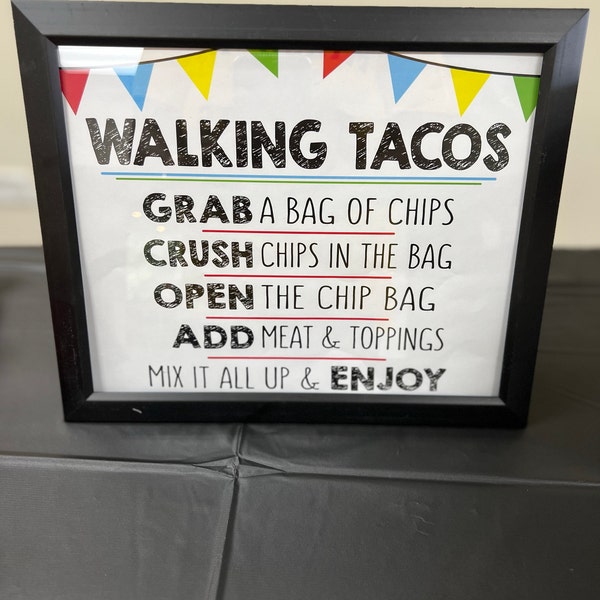 Walking Tacos Sign, Taco Bar Sign, Taco Station, Cinco De Mayo, Sweet ...