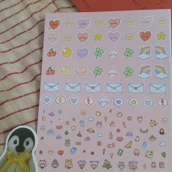 Cleffa Pink Friends Deco Sticker Sheet Cute Kawaii Aesthetic Nostalgia ...