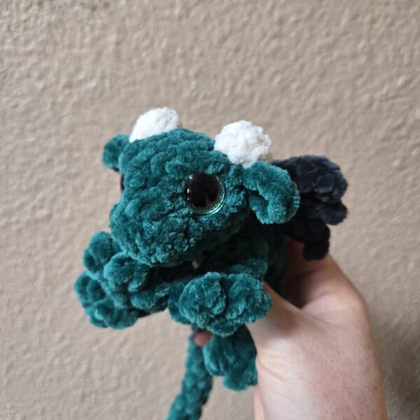 One Crochet Small Baby Dragon Plushie, Handmade Stuffie, Personalised Colours, Amigurumi Toy ...