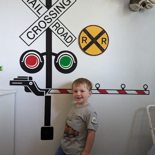 Railroad Train Crossing Lights Wall Decal - Children Kids Nursery Wall ...