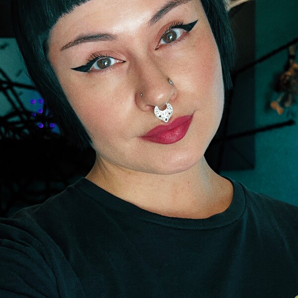 Ornate Septum Ring, Tribal Septum Hoop, Sterling Silver Septum Piercing ...