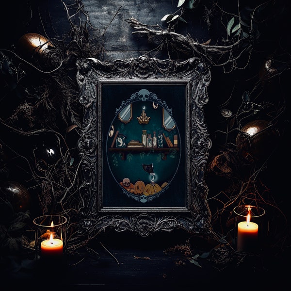 Single Gothic Style Black Frame Mockup, Gothic Digital Mockup, Framed ...