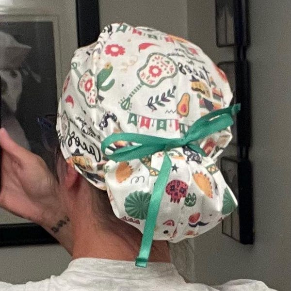 Rad Tech Scrub Hat Radiology X-ray Scrub Cap Satin Lined Option Euro ...