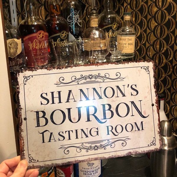 Personalized Vintage Distressed Look Bourbon Tasting Room Metal Sign ...