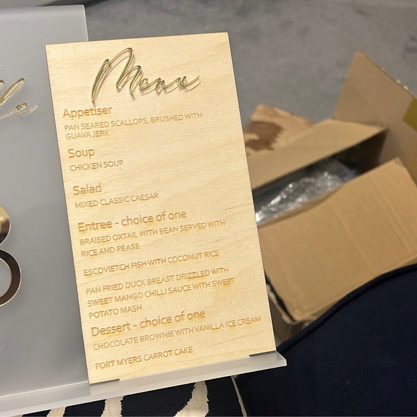 Wedding Table Numbers With Menu, Table Numbers, Acrylic Table Numbers ...