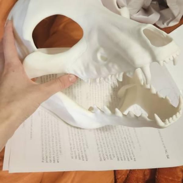 Toony Wolf Skull Mask - Movable Moving Hinge Jaw- 3D Printed Skulldog ...