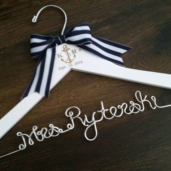 ANCHOR Wedding Hanger / Nautical Bridal Hanger / Beach Bride Hanger ...