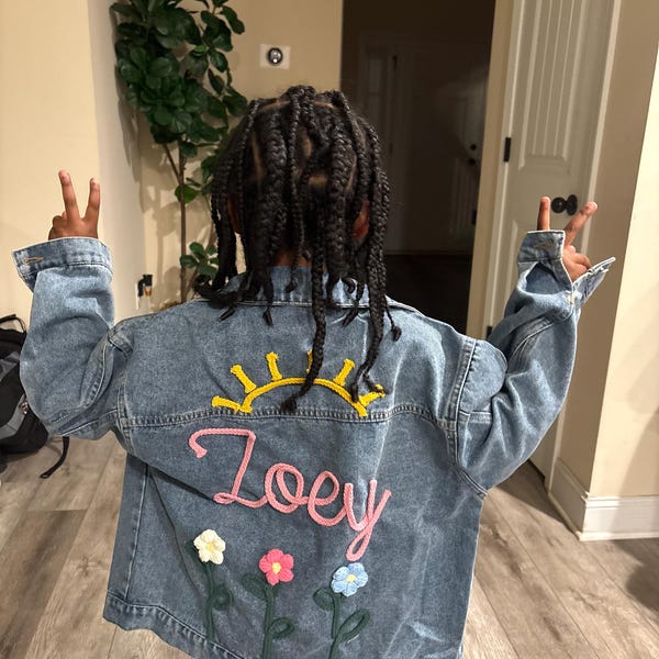 Personalized Kids Name Jean Jacket, Custom Girls Toddler Name Letter ...
