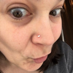 Super Tiny Nose Stud 20 Gauge-925 Sterling Silver 1.5mm Square/1x3mm ...