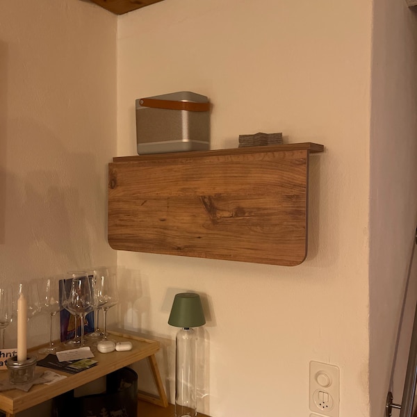 Wall Mounted Folding Table With Shelves, Space Saving Table, Floating ...