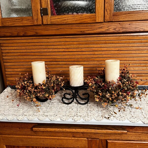 Everyday Farmhouse Candle Ring, Candle Decoration, Small Wreath, Soft ...
