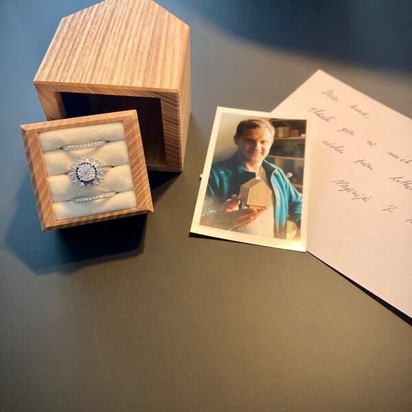 Unique Engagement Ring Box Proposal Box Flower Bud Shape Wood Ring Box ...