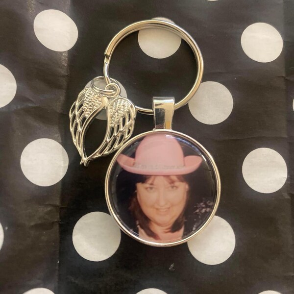 Personalised Memorial Photo Keyring DOUBLE SIDED Bereavement Gift ...